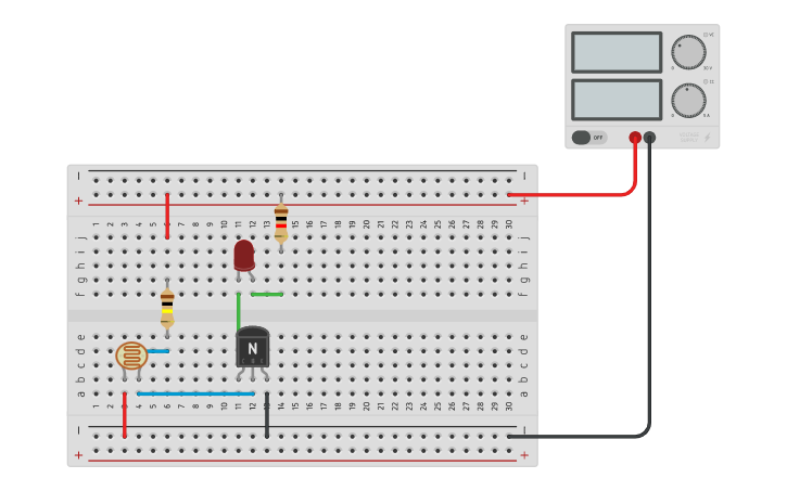 Circuit design LDR-LED - Tinkercad