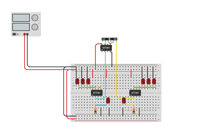 Circuit design Turn Signal Sequencer - Tinkercad