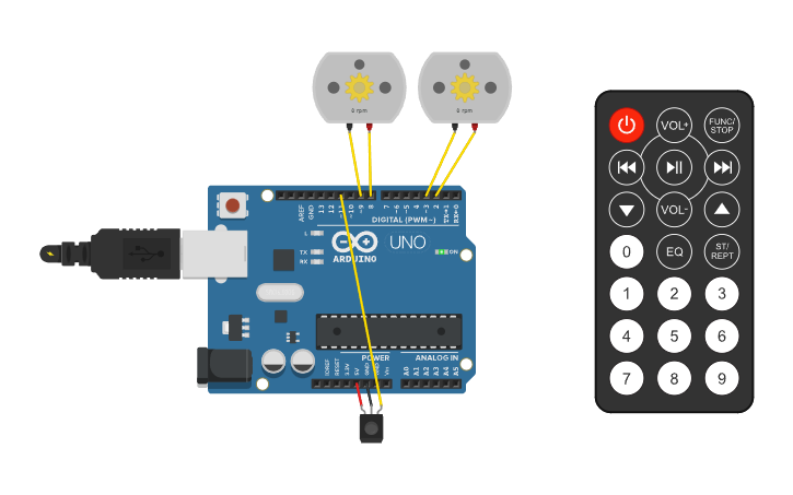 Circuit design IR REMOTE CONTROL CAR - Tinkercad