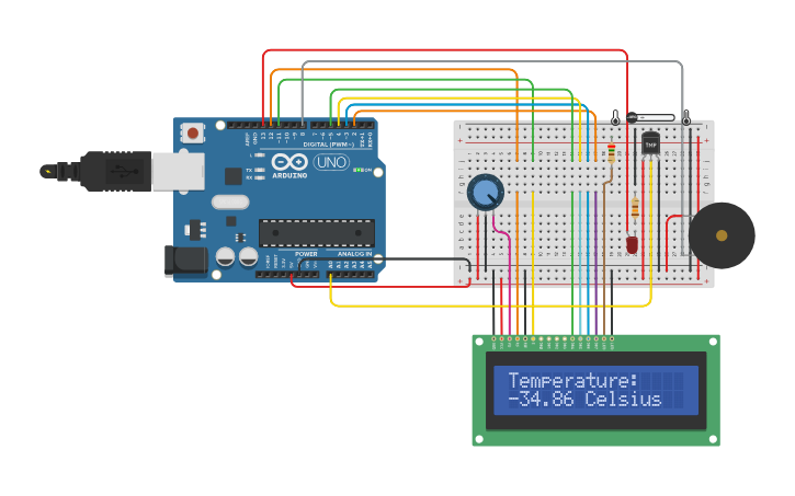 Circuit Design Temperature Sensor With Display Tinkercad