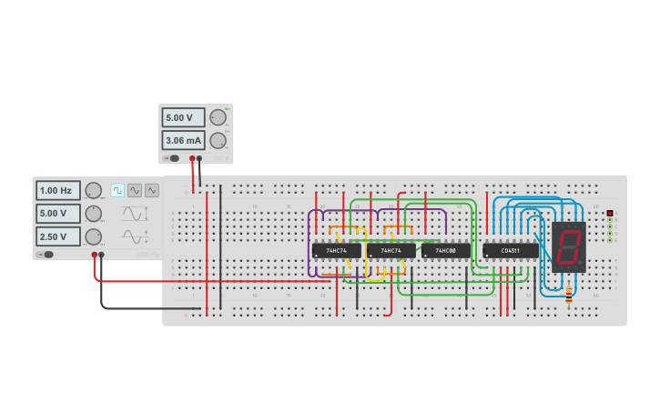 Circuit design BCD_Counter_D_Flip-Flop - Tinkercad Circuit design BCD_Counter_D_Flip-Flop - Tinkercad