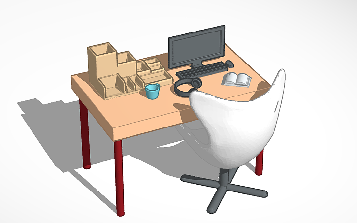 3D design Desk and chair - Tinkercad
