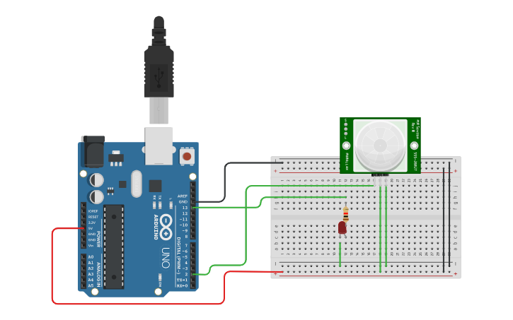 Circuit design PIR Sensor_63070001 | Tinkercad