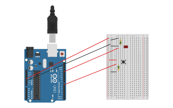 Circuit Design Pushbutton Tinkercad