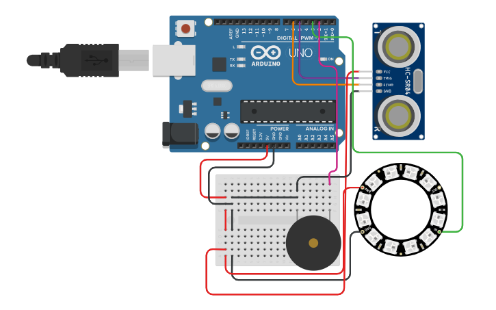Circuit design Distance Detector Device | Tinkercad