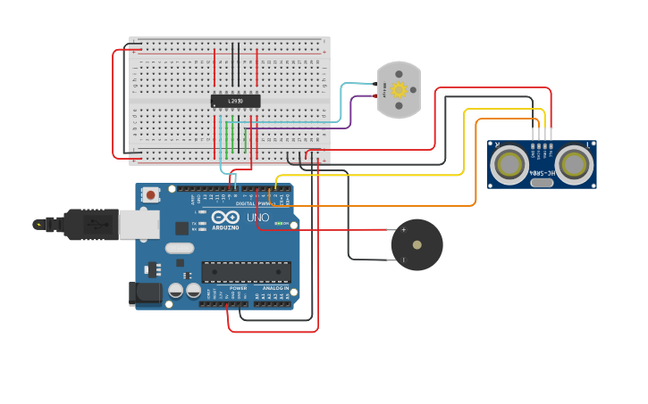 Circuit design Water Level Measuring System - Tinkercad
