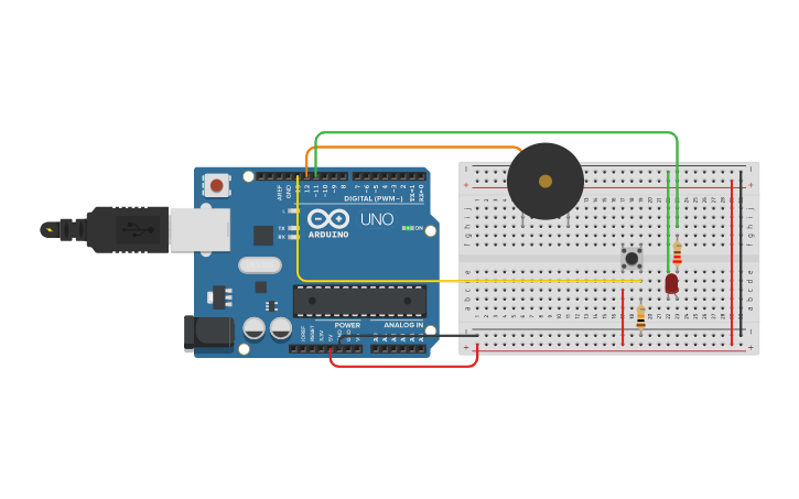 Circuit design timer con buzzer - Tinkercad