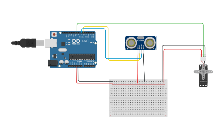 Circuit design ULTRASONIDO SERVOMOTOR - Tinkercad