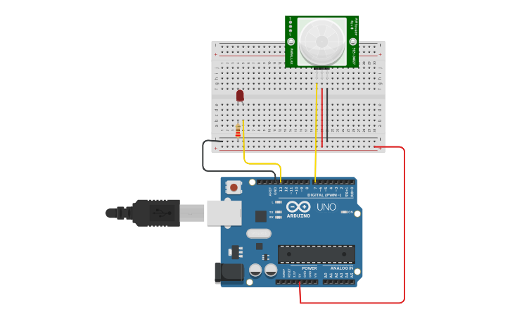 Circuit design Esempio PIR - IOT | Tinkercad