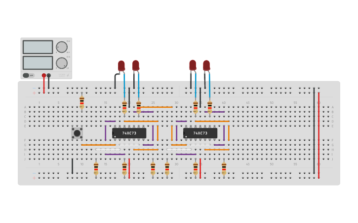 Circuit Design 4 Bit Asynchronous Counter Tinkercad