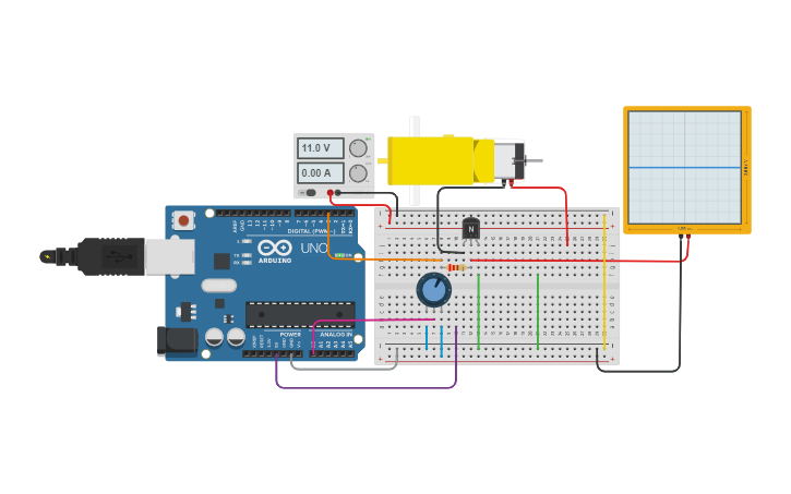 Circuit design Arduino y comunicación serial - Tinkercad