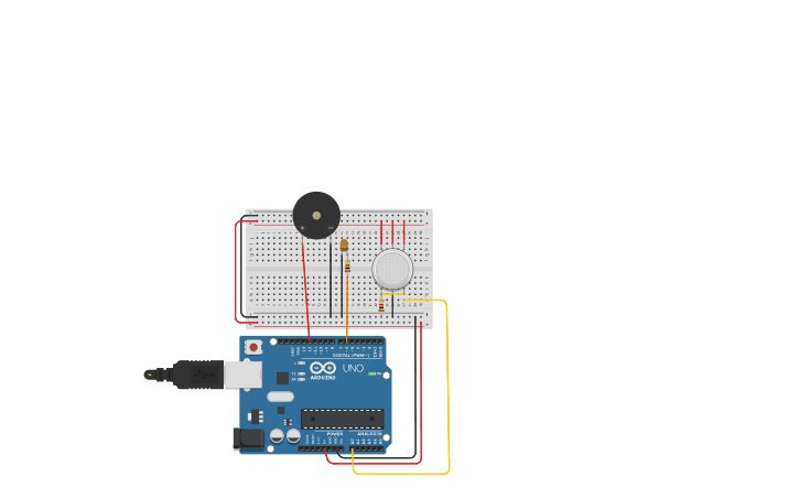 Circuit design MQ2 gas sensor - Tinkercad