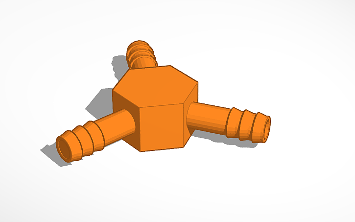 3D design Hose connector 6mm 3 ways Y - Tinkercad