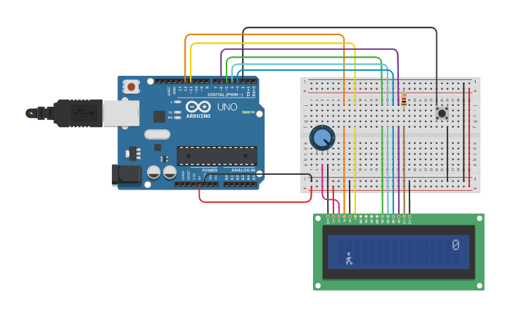 Circuit design LCD-Screen-Game - Tinkercad