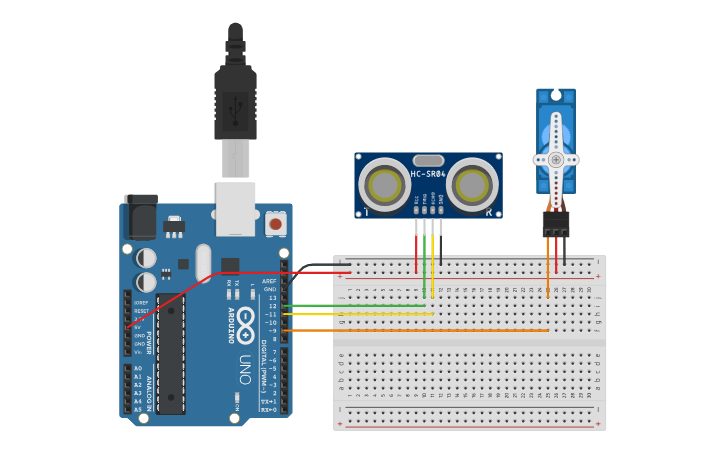 Circuit design Cam bien khoang cach | Tinkercad Circuit design Cam bien khoang cach | Tinkercad