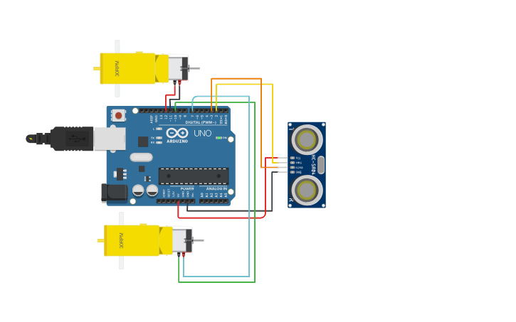Circuit Design Motor Speed Control Using Distance Sensor Tinkercad