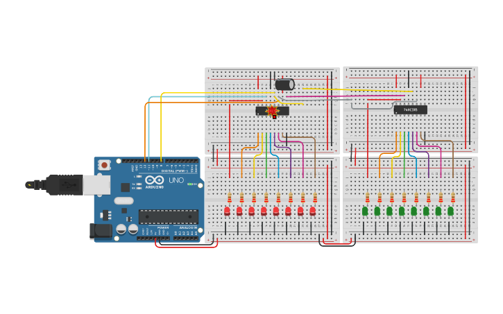 Circuit Design Dual Binary Counters Tinkercad
