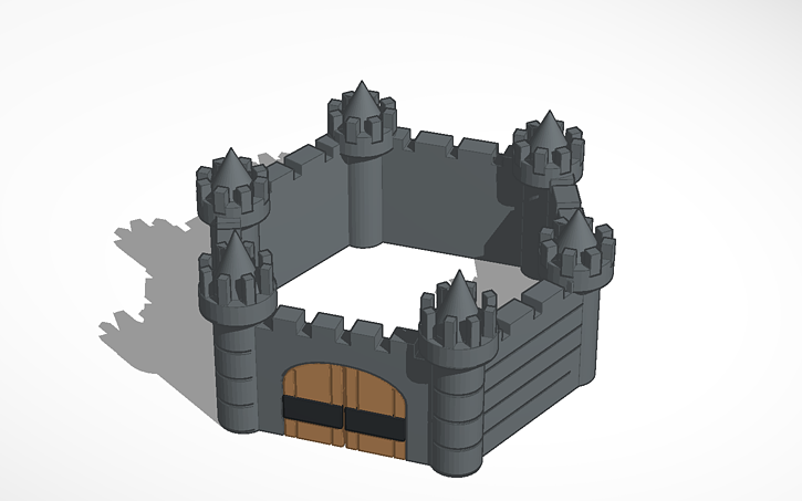 3D design Castle Wall with Moving Door - Tinkercad