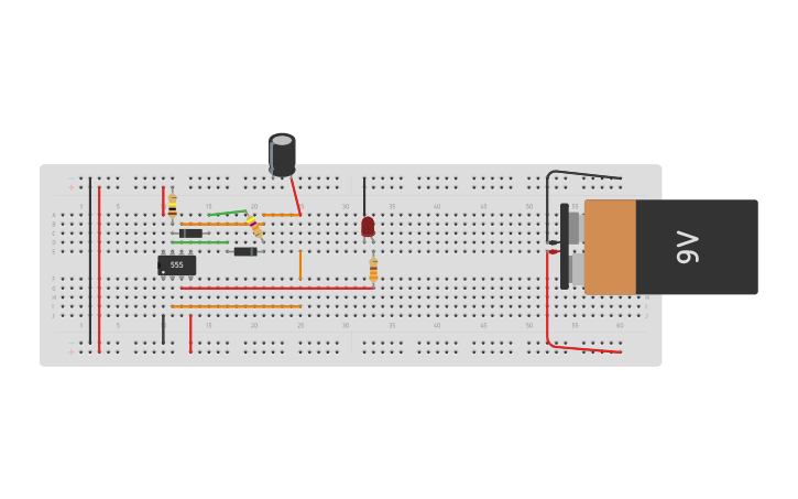 Circuit design 10F - 555 Astável com díodos | Tinkercad
