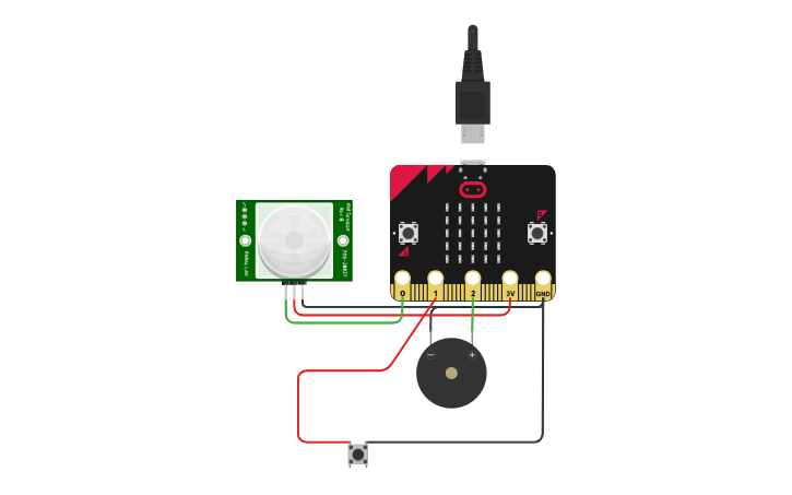 Circuit design microbit Alarm - Tinkercad