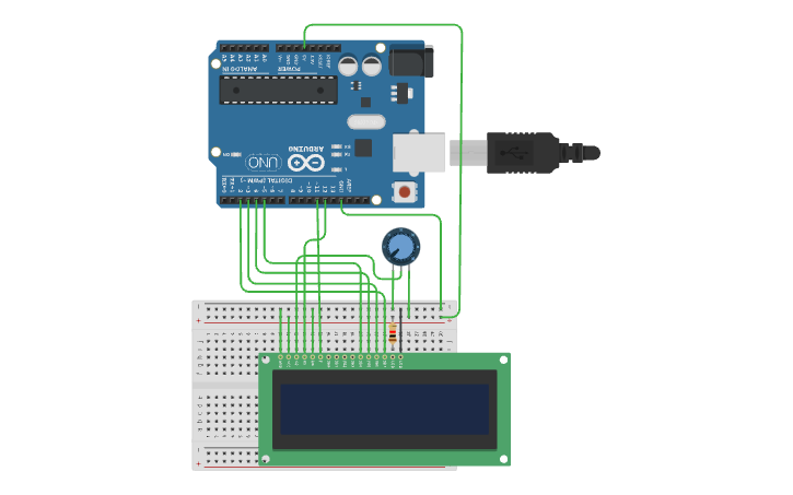 Circuit design LCD Display - Tinkercad