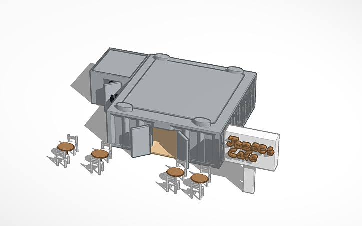 3d Design Shipping Container Cafe Tinkercad
