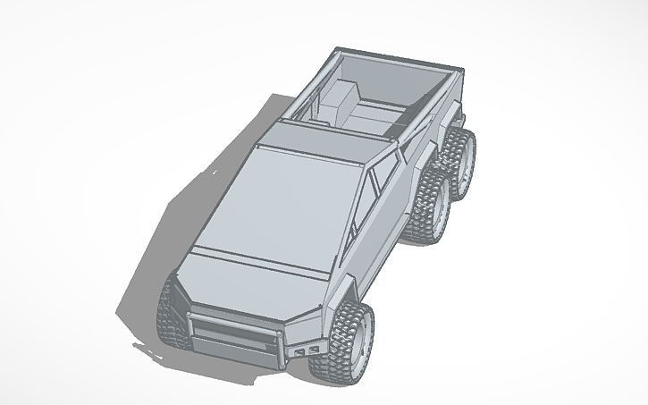 3d Design Tesla Cyber Truck 6 Wheeler Tinkercad