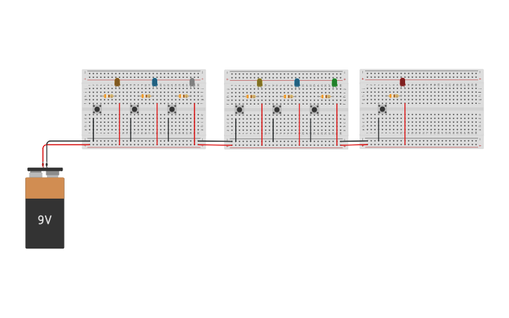 Circuit design circuito con 7 pulsadores | Tinkercad