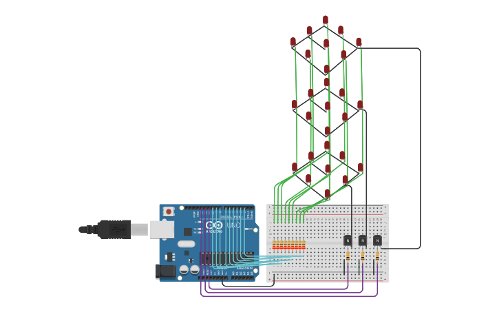 Circuit design Cubo led - Tinkercad