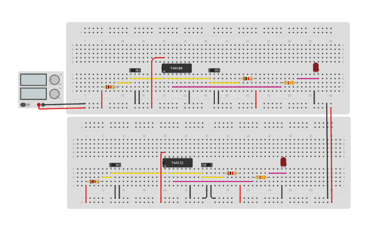 Circuit design Porte AND & OR - Tinkercad