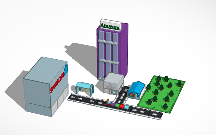 3D design BLOCK OF SHOPS - Tinkercad