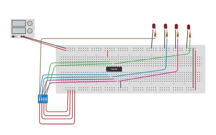 Circuit Design Exp 5 Binary To Gray Tinkercad