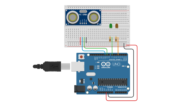 Circuit Design Obstacle Detection System Tinkercad
