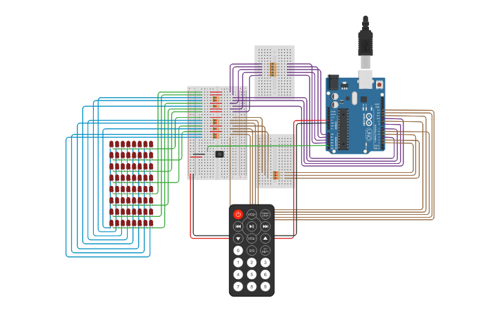 Circuit design Group 4 project IR remote snake game | Tinkercad