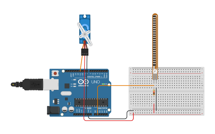 Circuit design Flex sensor - Tinkercad