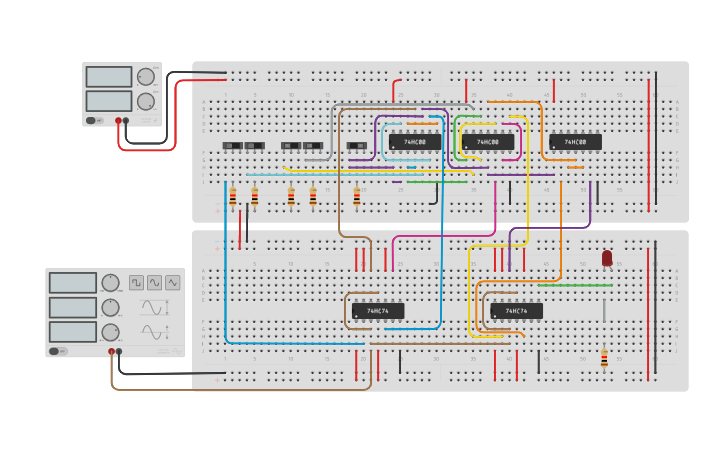 Circuit design PISO | Tinkercad