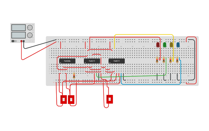 Circuit design soal 5 UTS demultiplexer | Tinkercad
