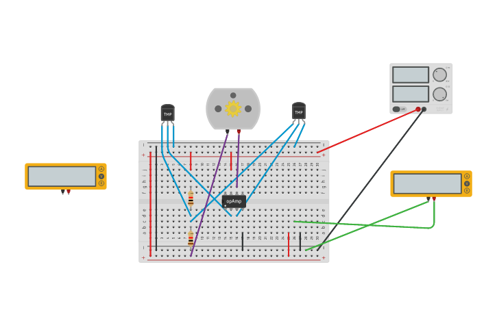 Circuit design motor control with temperature sensor | Tinkercad