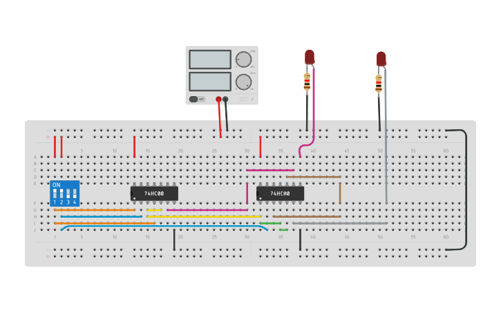 Circuit design Half Adder Using NAND Gates - Tinkercad