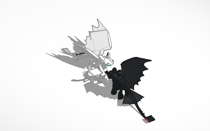 3D design light fury toothless and baby and two eggs - Tinkercad