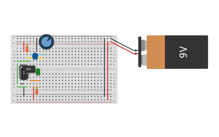 Circuit design timer 555 - Tinkercad