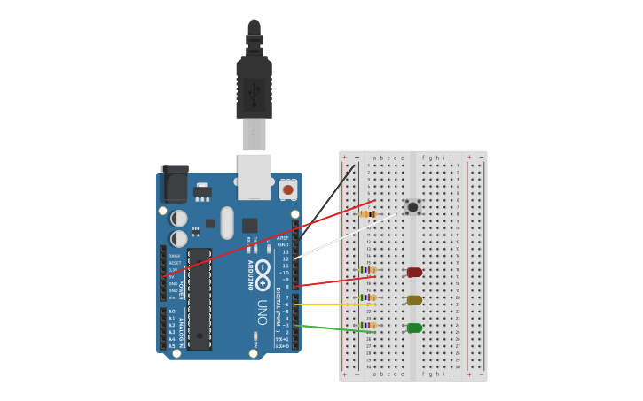 Circuit design Stoplight - Tinkercad