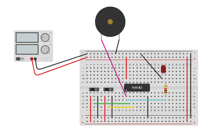 Circuit design MULTIPLAYER GAME TRIGGER USING NOR GATE - Tinkercad