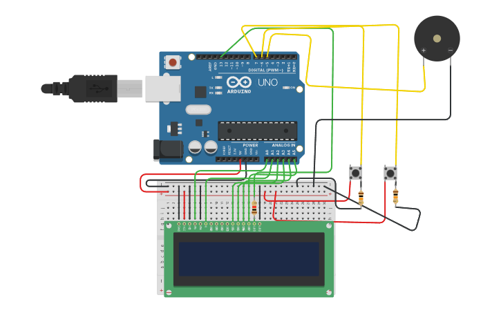 Circuit design Main Menu LCD Program - Tinkercad