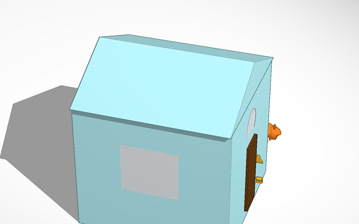 3D design Blue House & dog - Tinkercad