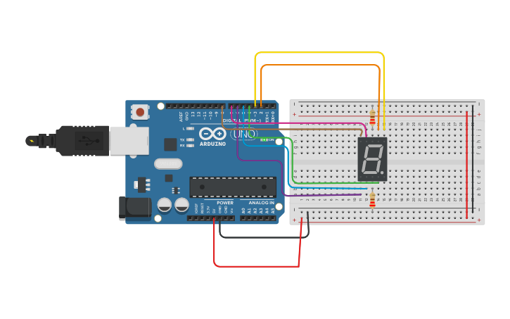 Circuit design Display 7 segmentos - Tinkercad