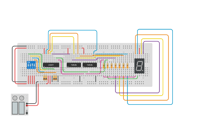 Circuit design Display de 7 segmentos | Tinkercad