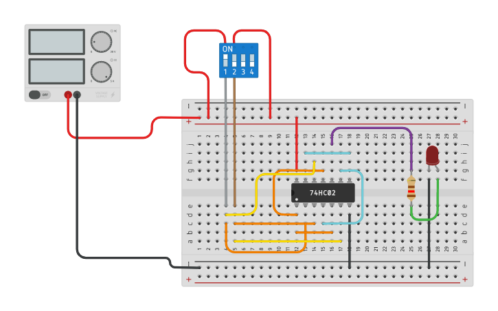 Circuit design XNOR using NOR gate - Tinkercad