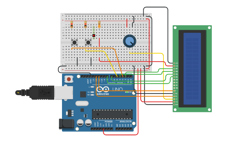 Circuit design LCD - Tinkercad