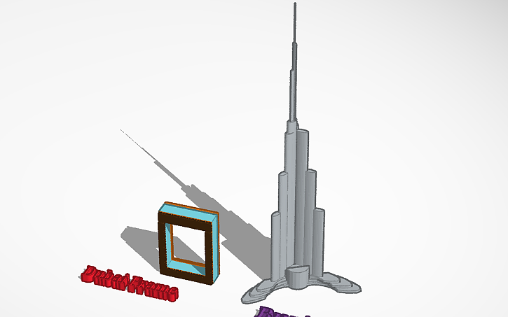 3D design Burj Khalifa, Dubai Frame - Tinkercad